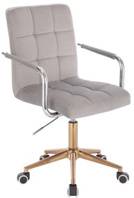 LuxuryForm DESIGN Židle VERONA VELUR na zlaté podstavě s kolečky - světle šedá