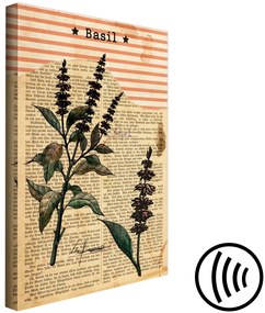 Obraz Bazalková poezie (1-dílný) vertikální - rostlina ve vintage stylu