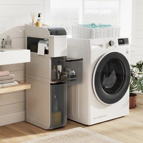 Costway Úzká koupelnová skříňka s 2 zásuvkami a kapesníčkem Prostorově úsporná