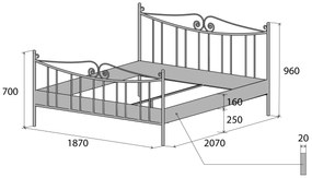 Nábytek ATIKA s.r.o. Kovová postel RIO GRANDE Povrchová úprava: na přání dle RAL, Rozměr: 100 x 200 cm