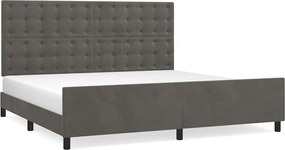 Rám postele bez matrace tmavě šedý 200 x 200 cm samet 3126020
