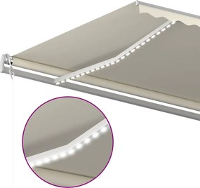 Automatická markýza LED a senzor větru 600 x 300 cm krémová 3068972