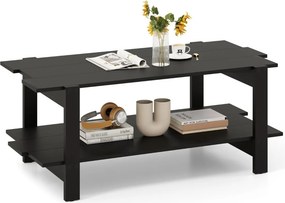 Costway 2patrový konferenční stolek s policí Obdélníkový Accent Table, černý
