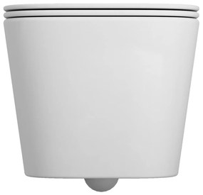 Invena Paros, závěsná WC mísa Rimless 465x350x360 mm + SLIM toaletní sedátko s pomalým zavíráním, bílá lesklá, INV-CE-90-001-W