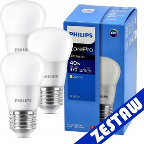 SADA 3x LED žárovka Philips E27 5W 470lm 2700K EyeComfort CorePro P45