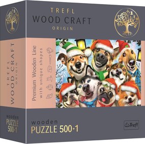 Dřevěné puzzle trefl wood craft origin puzzle vánoční psi 501 dílků