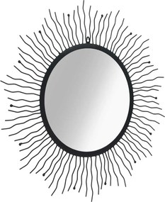 vidaXL Nástěnné zrcadlo Zářící slunce 80 cm černé [245924]