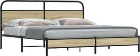 Kovový rám postele bez matrace dub sonoma 193 x 203 cm 3318686