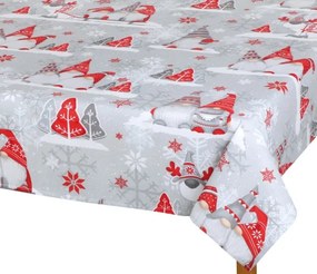 Bellatex Ubrus VÁNOCE 120x140 cm Skřítek Šedá,Červená