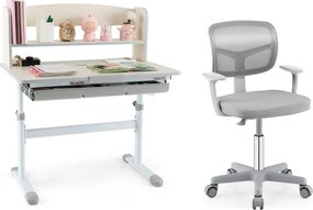 Costway Dětský výškově nastavitelný stůl + počítačová židle Set Dětská židle