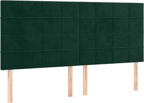 Čelo postele s LED tmavě zelená 160x5x118/128 cm samet 3122481