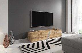 Závěsný TV stolek Slant 160 cm s LED osvětlením dub Wotan