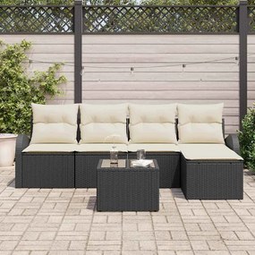 Sada zahradních pohovek s polštářem 6 pcs Černá Poly ratan 3346007