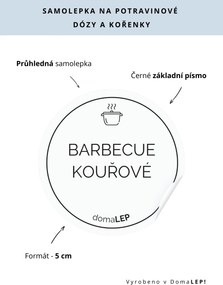 Samolepka na kořenky BARBECUE KOUŘOVÉ průhledná 5 cm základní písmo