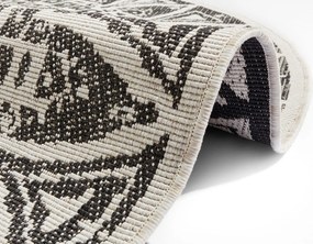 Kusový koberec Mojkoberec Original Nora 104161 Black Creme kruh – na von aj na doma, 140x140 (priemer) kruh, čiernobiela, chodba / predsieň, Mujkoberec Original