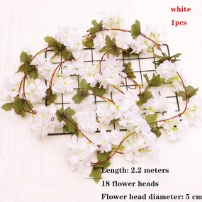 Umělá květina - pnoucí sakura (220 cm, 18 květů) Barva: bílá 25
