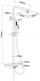 Invena Svart Basic, sprchový sloup s dešťovou a ruční hlavicí, černá matná, INV-AU-85-D04-X