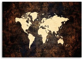 Gario Obraz na plátně Hnědá mapa světa Rozměry: 60 x 40 cm