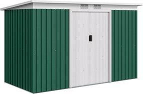 Outsunny Kovová Kůlna na Nářadí 6,3m³ 280x130x172cm S Pultovou Střechou a Posuvnými Dveřmi Voděodolná Zahradní Kůlna pro Exteriér na Zahradní Úložný K