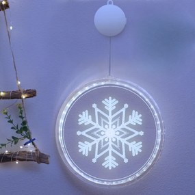 Vánoční LED závěsná dekorace do okna, studená bílá, různé motivy na výběr Motiv: Santa Claus s dárky