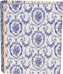Bílo-modrý úložný box s květy ve tvaru knihy Book Van - 17*14*5 cm