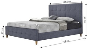 Manželská postel BALDER 160 x 200 cm šedá