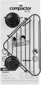 Compactor Bestlock Black Rohová polička do koupelny s přísavkami černá