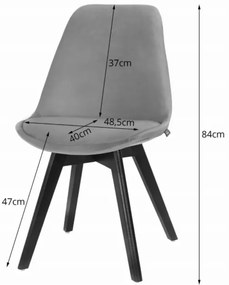 Sametové židle London tmavě šedé s přírodními nohami 4 ks