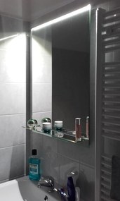 Amirro Zrcadlo na zeď dveře chodbu do pokoje ložnice koupelny předsíně ORION WHITE 60 x 80 cm s LED osvětlením a podsvícenou poličkou 411-583