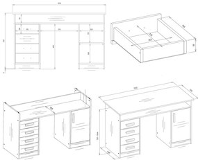FALCO Psací stůl Adana Odstín: Dub artisan