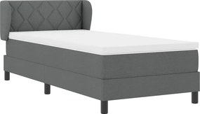 Postel s boxspringem s čelo Tmavě šedá 90 x 190 cm textil 3340060