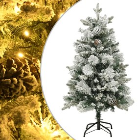 Vánoční stromek zasněžený s LED a šiškami 120 cm PVC a PE,  344291 HangarStore.cz