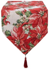Červený běhoun s vánočními hvězdami Christmas Rustic - 33*180 cm