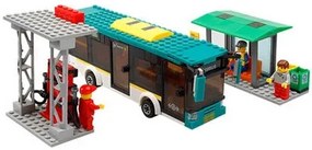 Blocki stavebnice Linkový autobus, zastávka a čerpací stanice typ LEGO 341 dílů