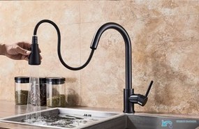Kuchyňská baterie EYN BI1410 s výsuvnou víceproudovou sprškou, matná černá