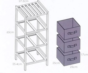Skládací regál s textilními zásuvkami, 65 cm
