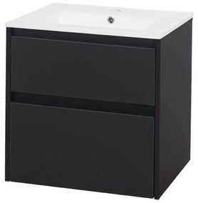 Mereo Mereo, Opto, koupelnová skříňka s keramickým umyvadlem 61 cm, bílá, dub, bílá/dub, černá, CN940