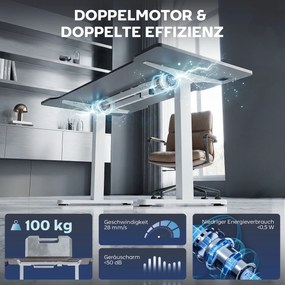 HOMCOM Elektrický rám psacího stolu, výškově nastavitelný, s paměťovou funkcí, ocel, bílý