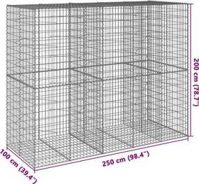 Gabionový koš s víkem 250 x 100 x 200 cm pozinkované železo 3295228