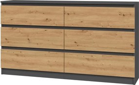 FALCO Komoda Malvína M6 140 antracit/dub artisan