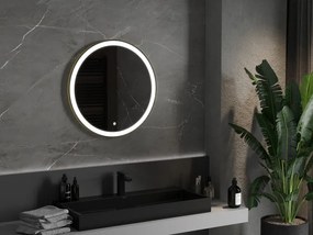 Mexen Esso, kulaté LED podsvícené koupelnové zrcadlo 70 cm, 6000K, topná podložka proti zamlžování, zlatý rám, 9825-070-070-611-50