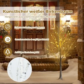 Costway 120 cm osvětlená umělá bříza se 48 teplými bílými LED světly