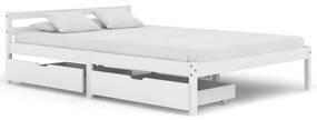 3060417 vidaXL Rám postele se 2 zásuvkami bílý masivní borovice 140 x 200 cm