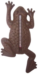 Nástěnný teploměr Frog, 23,5x12 cm, litina, hnědá