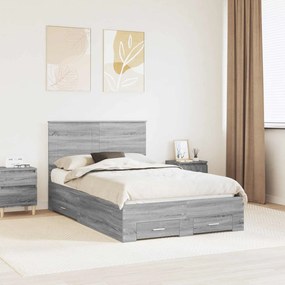 Rám postele s čelo Šedá Sonoma 120 x 190 cm Kompozitní dřevo 3409672