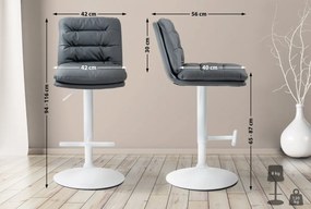 2x Barová židle Damar - koženka, bílý rám - šedá