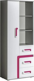 Casarredo - Komfort nábytek Dětská skříň APETTITA 4 kombinovaná, antracit/růžová