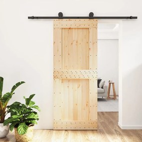 Posuvné dveře s kováním 85 x 210 cm masivní borové dřevo,  3203072