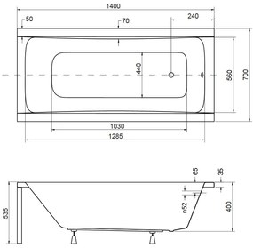 NIKIDO - B Akrylátová vana  OPTIMA 140x70, 150x70, 160x70, 170x70 Velikost: 160x70