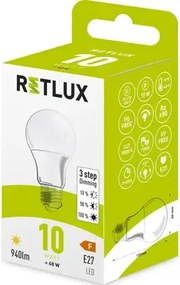 RETLUX RLL 449 A60 E27 3DIMM / 10W / 940 lm / 3000K - teplá bílá / stm